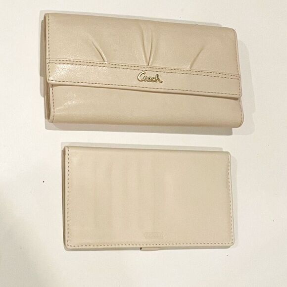Coach | Bags | Coach Tri Foldwallet Checkbook Cover Leather Blush ...